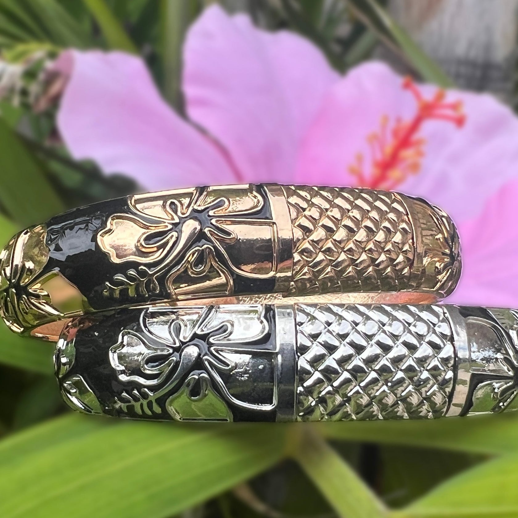 NEW! Puanani Hibiscus Flower Bangle Set of 2 – Showcase Hawaii