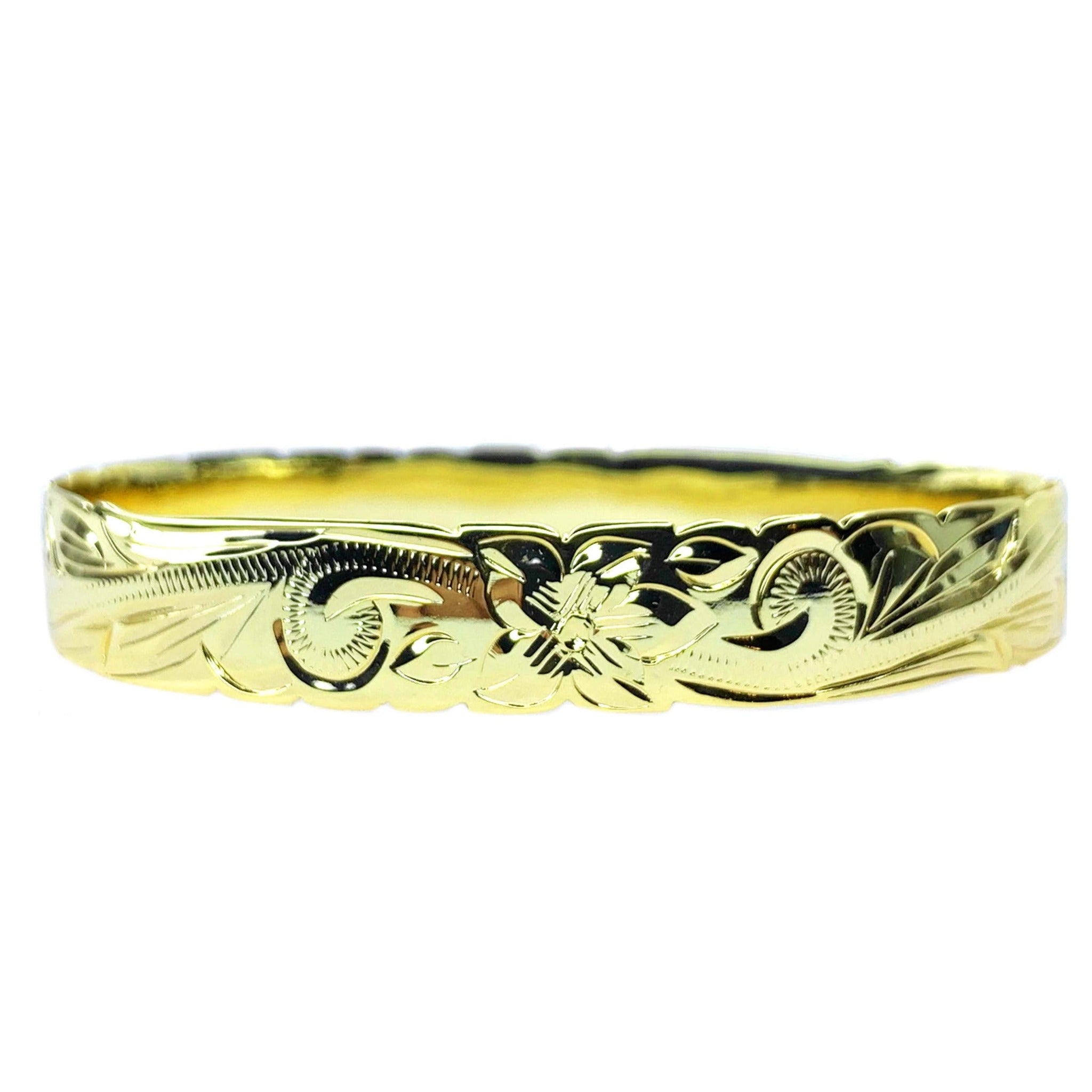 Hawaiian Scroll 10MM Bangle w/14K Gold Plating – Showcase Hawaii