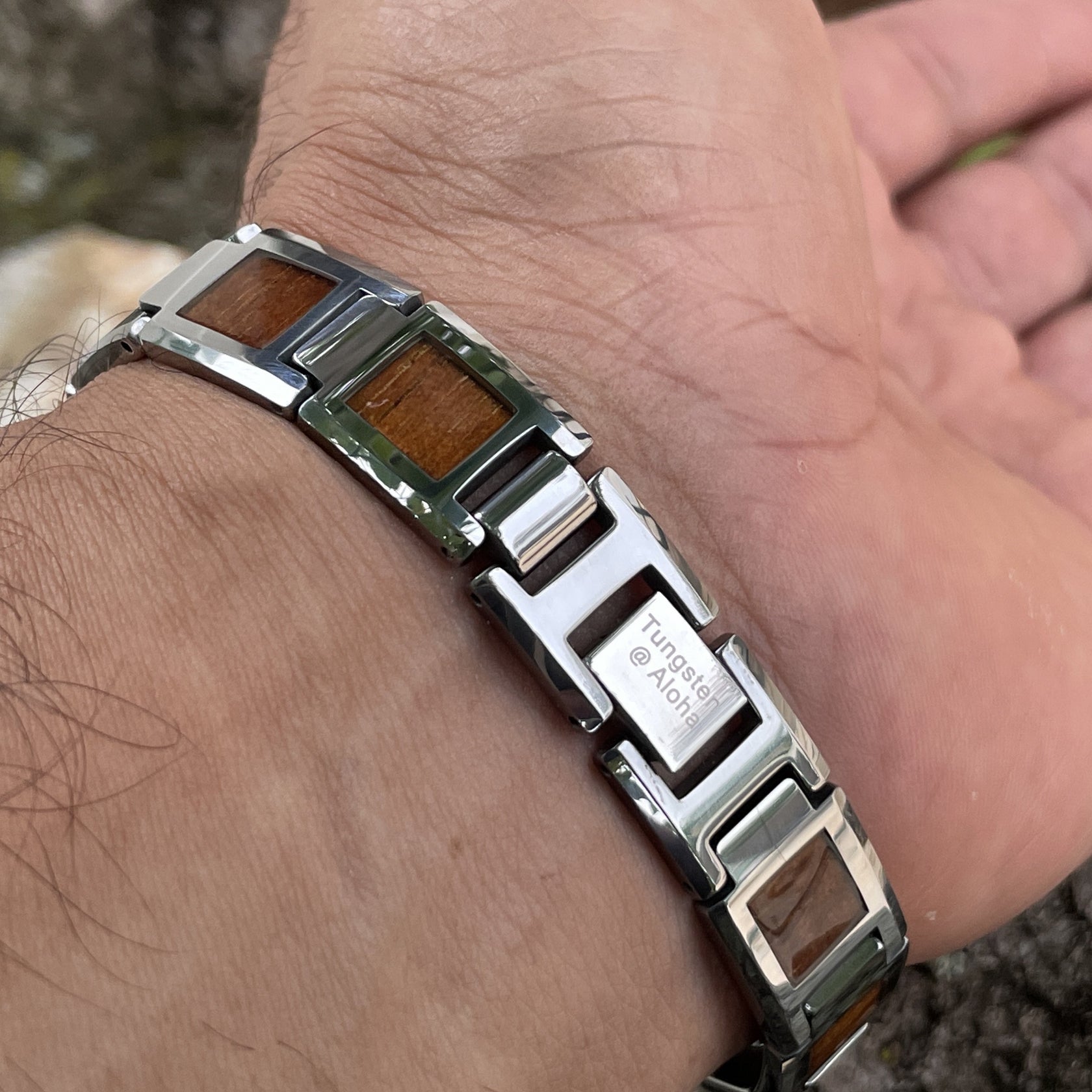 Beautiful and Strong Hawaiian Koa Link Tungsten Bracelet – Showcase Hawaii