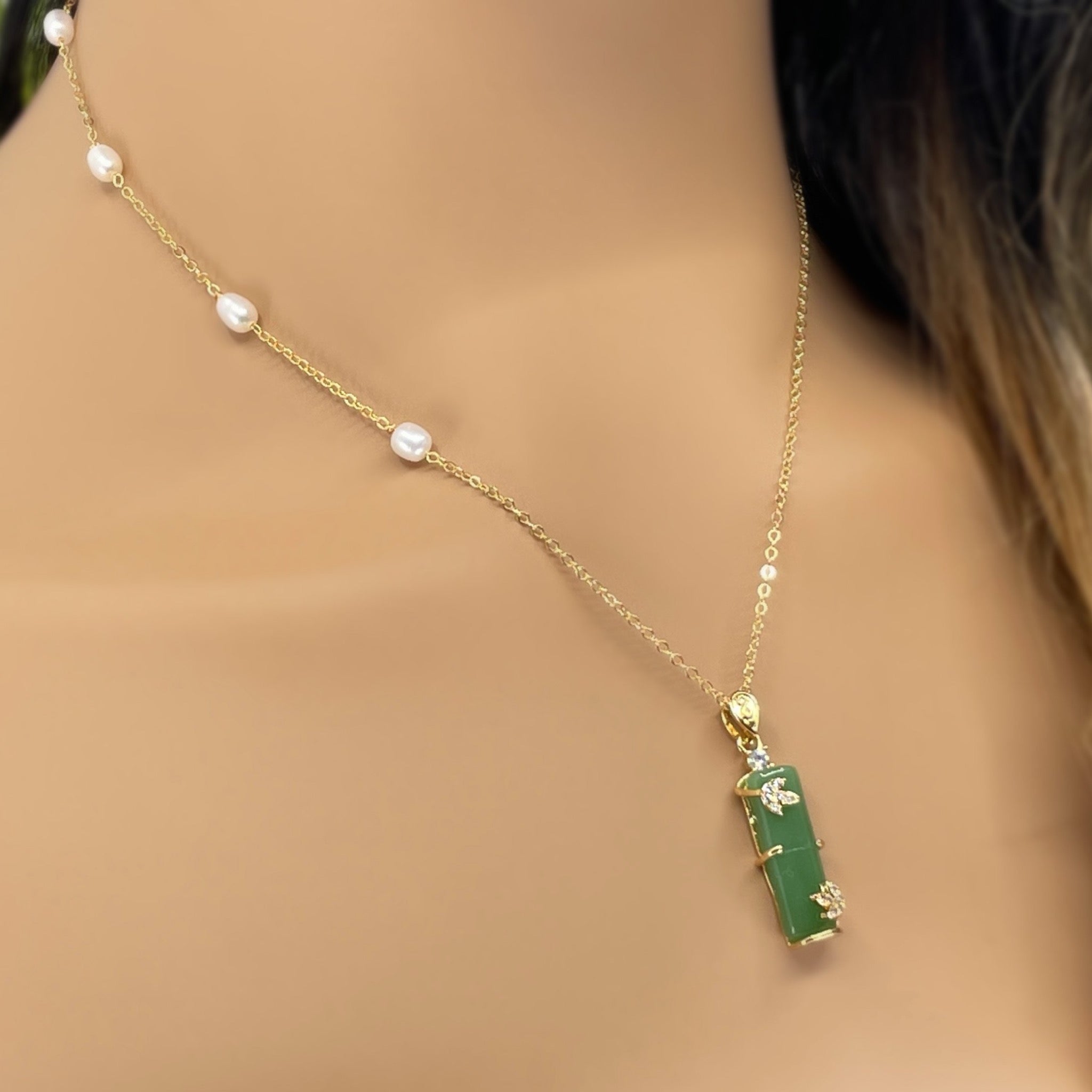 Bamboo Forest Jade Cubic Zirconia Pendant – Showcase Hawaii